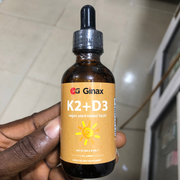GINAX Vitamin K2 + D3 Drops (60ml, 200mcg Vitamin K2, 5000IU Vitamin D | Ginax Store