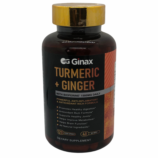 GINAX Turmeric and Ginger Capsules with Black Pepper (120 capsules, 20 ...