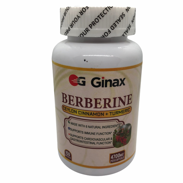 GINAX Berberine Capsules with Ceylon Cinnamon and Turmeric (150 Capsul ...