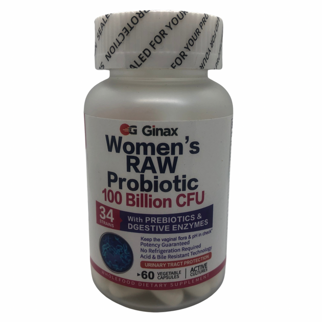 GINAX Women’s Raw Probiotic Capsules with Prebiotics, Probiotics, and ...